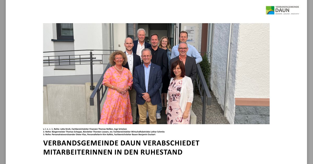 Verbandsgemeinde Daun verabschiedet Mitarbeiterinnen in den Ruhestand | Verbandsgemeinde Daun